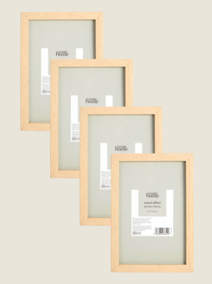 Light Wood Effect Plastic Frame 6*4 - Set of 4 | George at ASDA