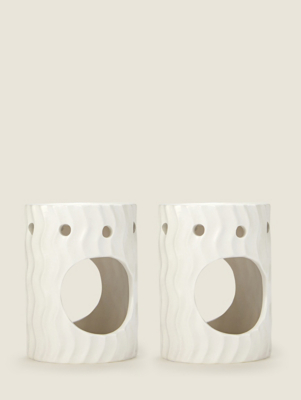White Textured Sculptural Ceramic Oil Burner - Set of 2 | George at ASDA