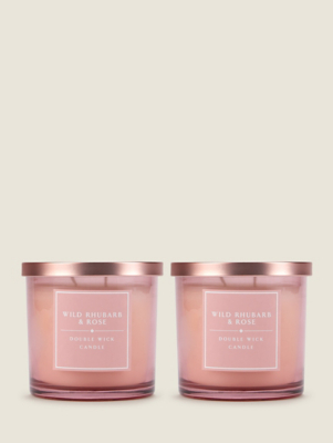 Pink Wild Rhubarb & Rose Classic Candle - Set of 2 | George at ASDA
