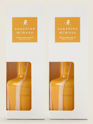 Yellow Sunshine Mimosa Striped Reed Diffuser - Set of 2 | George at ASDA