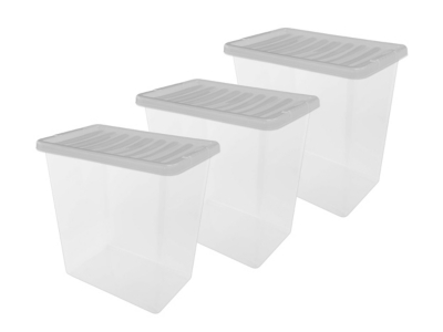 55L Storage Box and Grey Lid - Set of 3 | George at ASDA