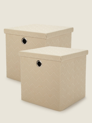 Natural Foldable Storage Cube - Set of 2 | George at ASDA