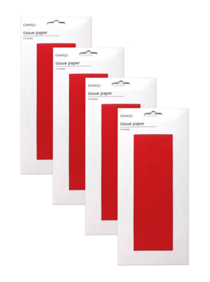 Red Plain Tissue Paper - Set of 4 | George at ASDA