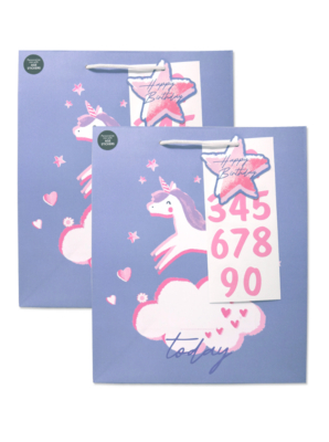 Unicorn Age Sticker Large Gift Bag - Set of 2 | George at ASDA