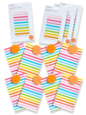 Striped Gift Bag & Tag Set - Set of 4 | George at ASDA