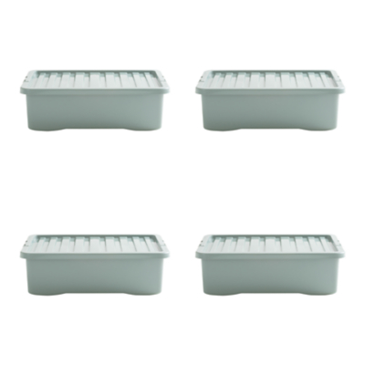 Crystal 32L U/bed Box & Lid Green - Set of 4 | George at ASDA