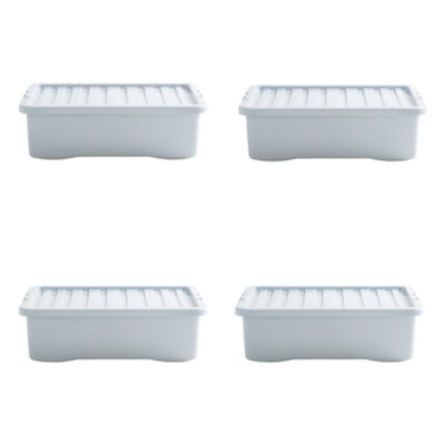 Crystal 32L U/bed Box & Lid Pebble - Set of 4 | George at ASDA