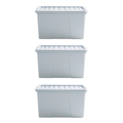 Crystal 60Ltr Box & Lid Pebble - Set of 3 | George at ASDA
