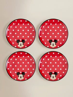 Disney Mickey Mouse Red Dinner Plate - Set of 4 | George at ASDA