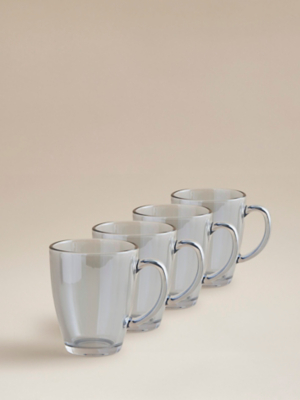 Blue Smoked Glass Tea Mug - Set of 4 | George at ASDA