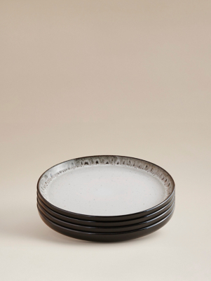 Black Reactive Glaze Stoneware Dinner Plate - Set of 4 | George at ASDA