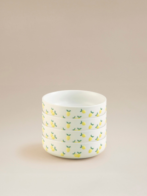 White & Yellow Lemon Pasta Bowl - Set of 4 | George at ASDA