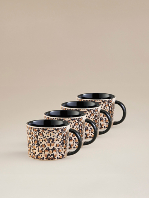 Brown Animal Print Mug - Set of 4 | George at ASDA