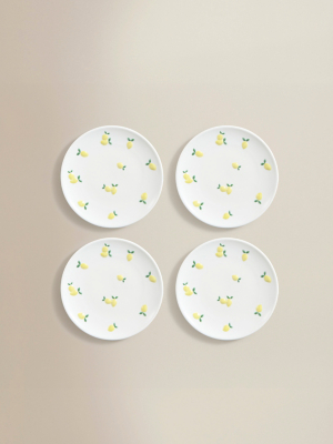 White & Yellow Lemon Side Plate - Set of 4 | George at ASDA