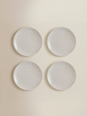 Cream Palm Dinner Plate - Set of 4 | George at ASDA