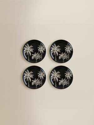 Cream & Black Palm Side Plate - Set of 4 | George at ASDA