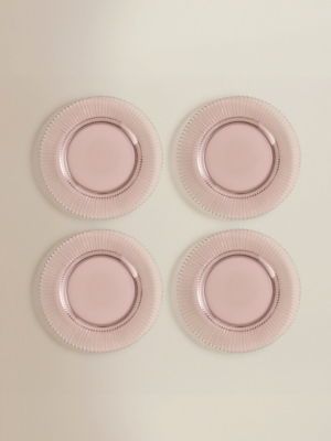Pink Ribbed Glass Dinner Plate - Set of 4 | George at ASDA