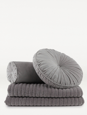 Grey Knitted Tassel Throw | Home | George at ASDA