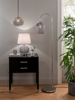 Grey Faceted Glass Lighting Collection | George at ASDA