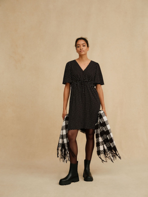 Black Spotty Mini Dress and Black Boot Outfit | George at ASDA
