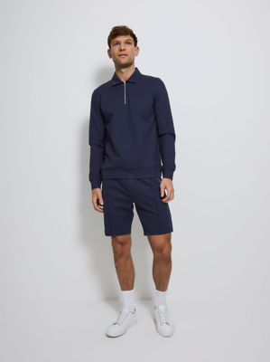 Studio Edit Navy Zip Neck Sweatshirt and Shorts Outfit | George at ASDA