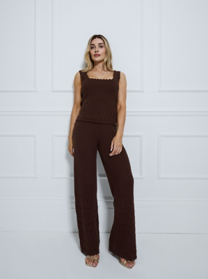 Billie Faiers Chocolate Crochet Top and Trousers Co-ord | George at ASDA