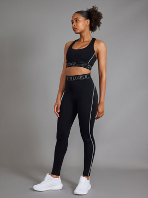 Gym Locker Black Super Sculpt Sports Bra and Leggings Set | George at ASDA