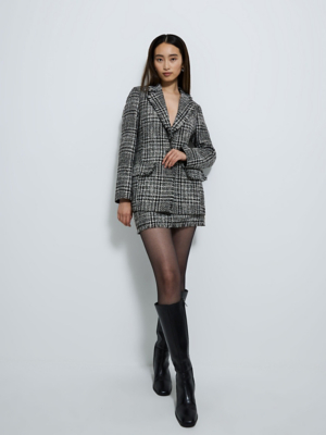 Checked Boucle Fringe Edge Blazer and Mini Skirt Co-ord | George at ASDA