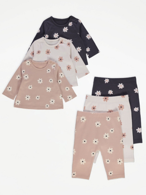 Floral Long Sleeve Tops And Leggings 3 Pack Set | George at ASDA